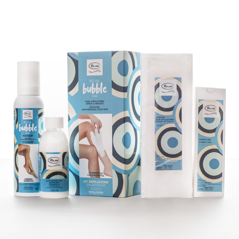 Bubble Wax • Cold spray depilatory wax kit • Blue / Chlorophyll ...
